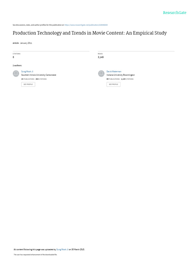 Production Technology and Trends in Movie Content | PDF | Cinema Of The ...