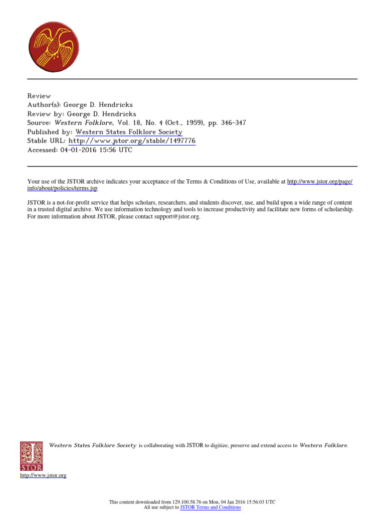 Western States Folklore Society Is Collaborating With JSTOR To Digitize ...