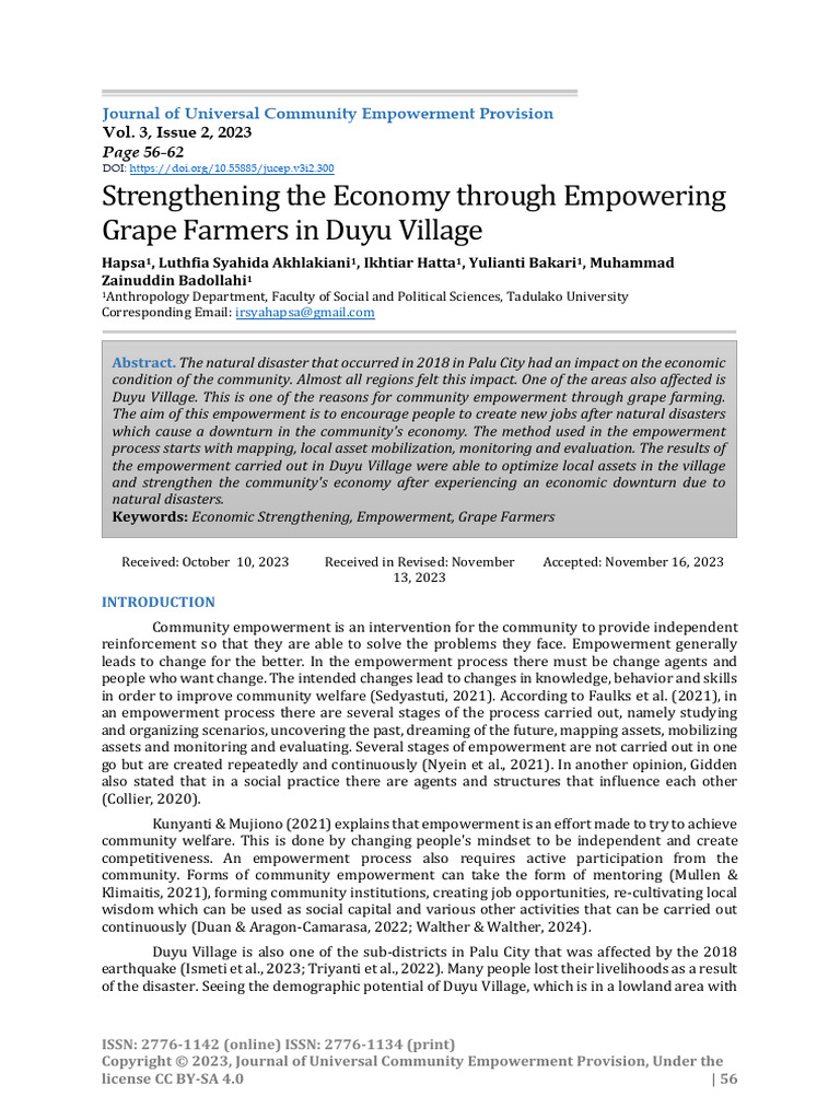 300-Article Text-2302-1-10-20240207 | PDF | Empowerment | Agriculture
