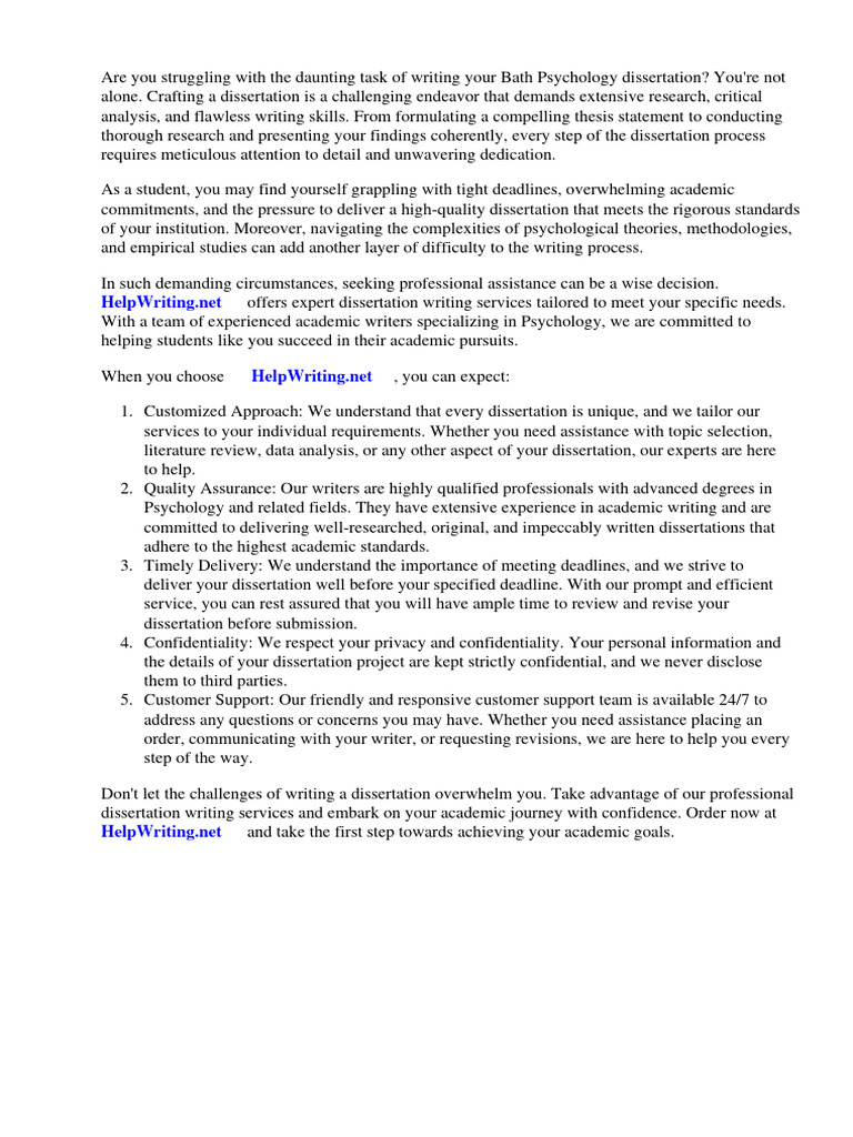 Bath Psychology Dissertation | PDF | Thesis | Psychology