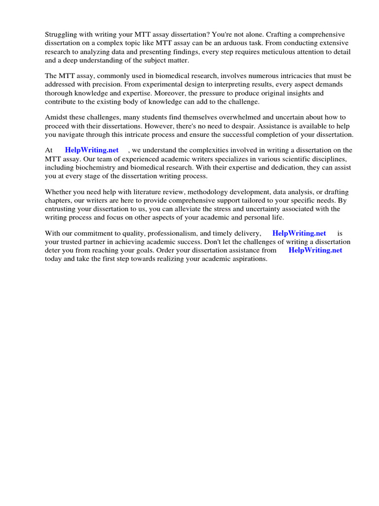 MTT Assay Dissertation | PDF | Biology