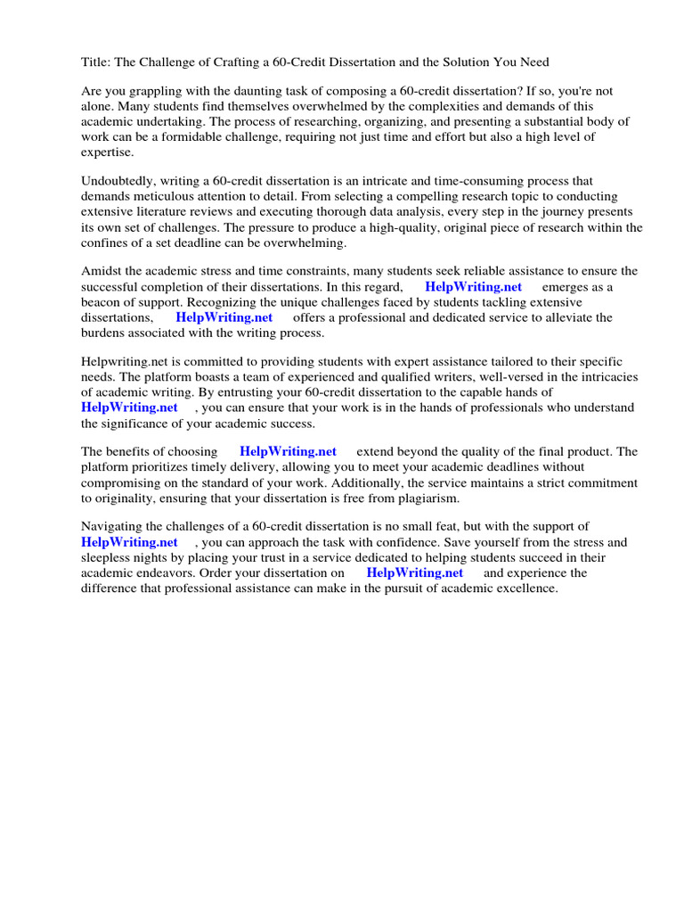 60 Credits Dissertation | PDF | Thesis | Science