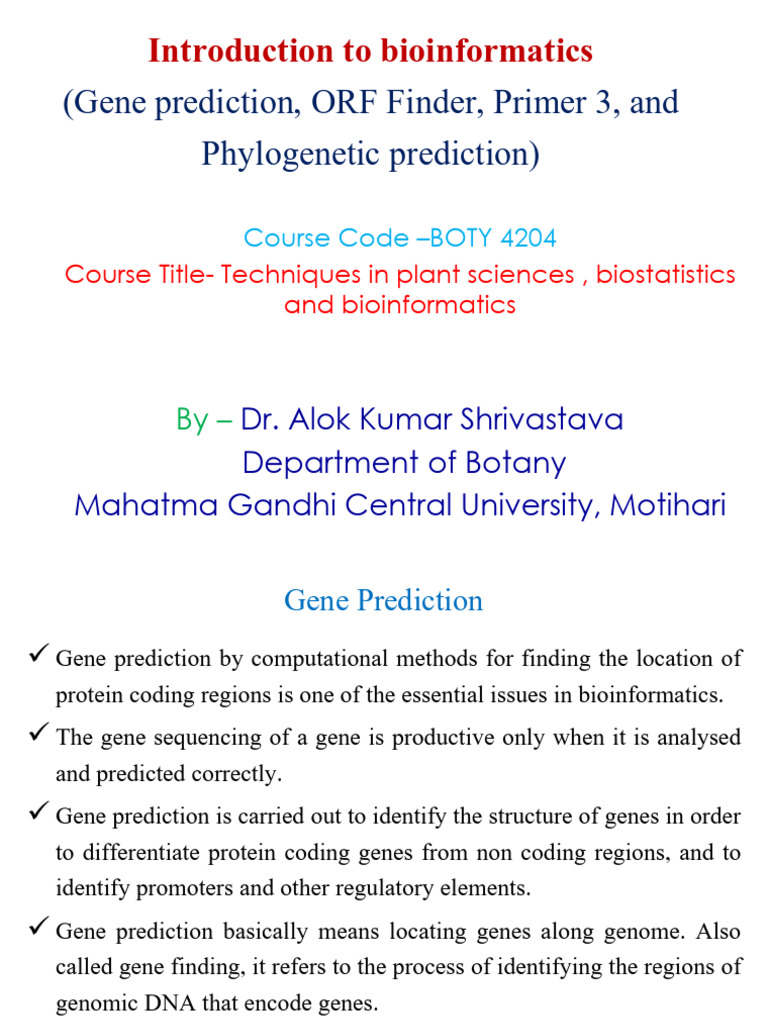 Gene Pridiction and Orf | PDF | Open Reading Frame | Phylogenetic Tree