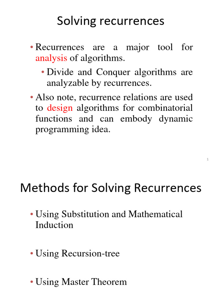 05 Master Theorem | Download Free PDF | Recurrence Relation | Quadratic Equation