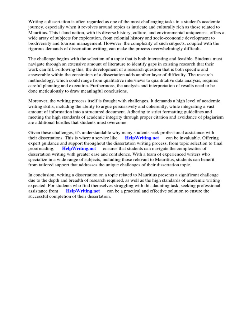 Dissertation Mauritius | PDF