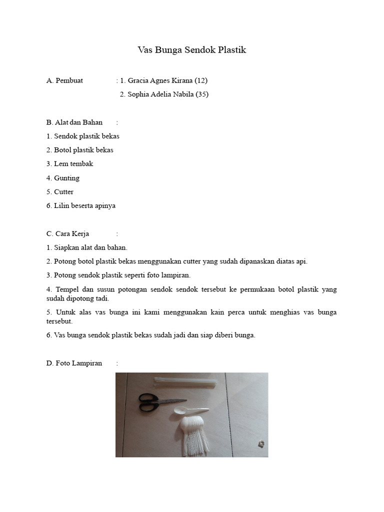 Vas Bunga Sendok Plastik | PDF