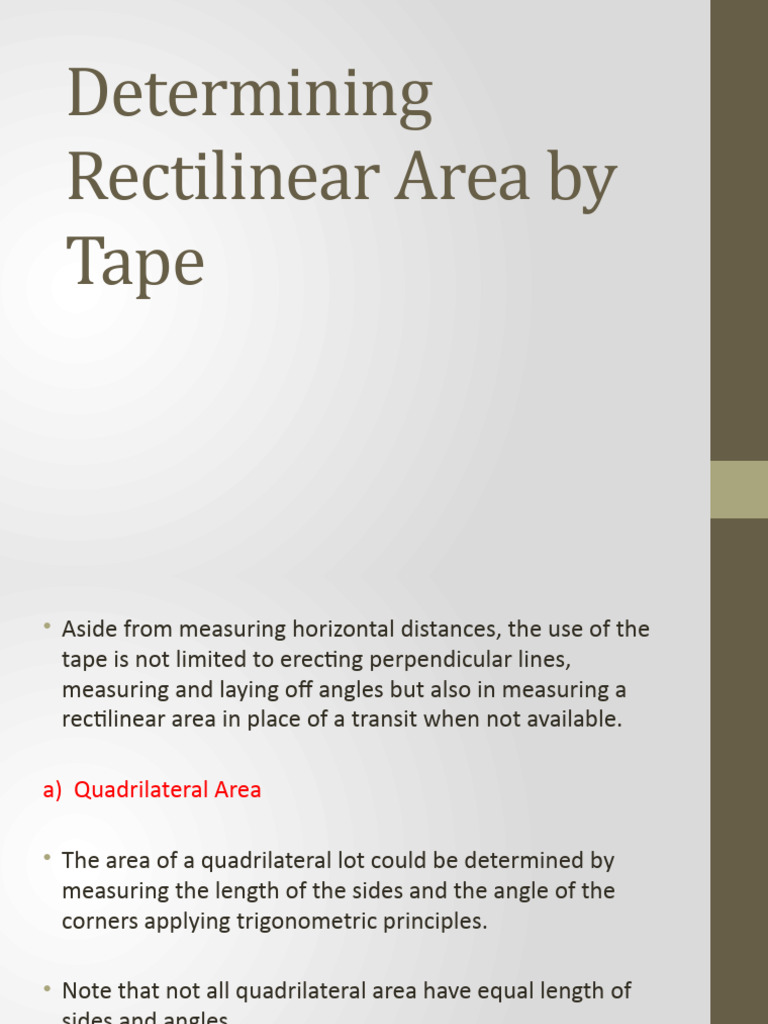 Calculating Rectilinear Area with Tape | PDF | Triangle | Area