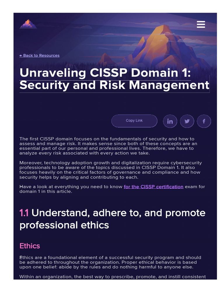Domain 1 | PDF | Information Security | Risk Management