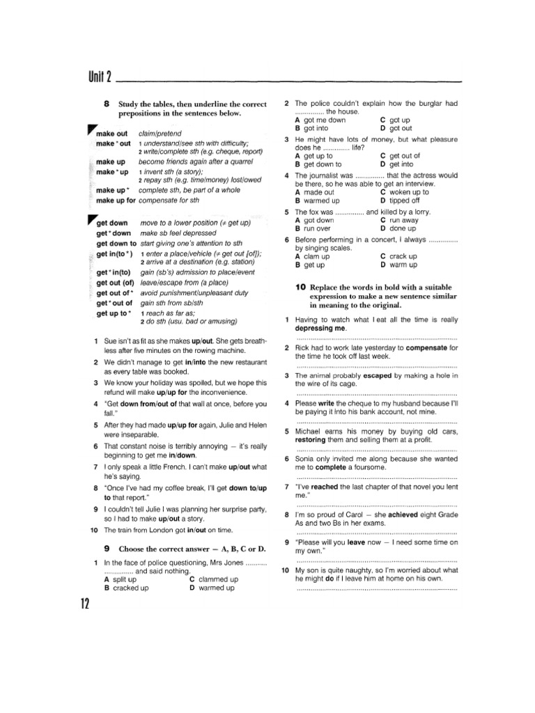 Phrasal Verbs Unit 2 | PDF