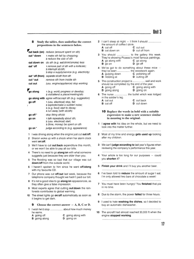 Phrasal Verbs_Unit 3_plus Key | PDF