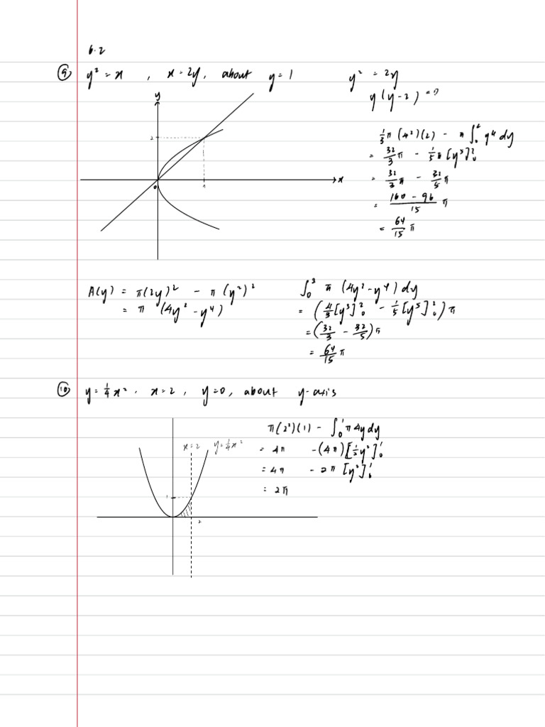 Calc Exercise 6.2 9,10,19,20 7.1 q1-2 | PDF