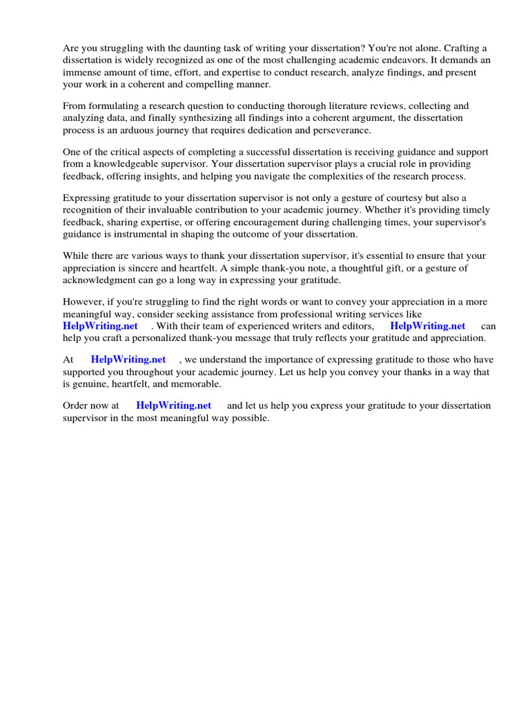 How To Thank Your Dissertation Supervisor | PDF | Thesis | Doctor Of Philosophy