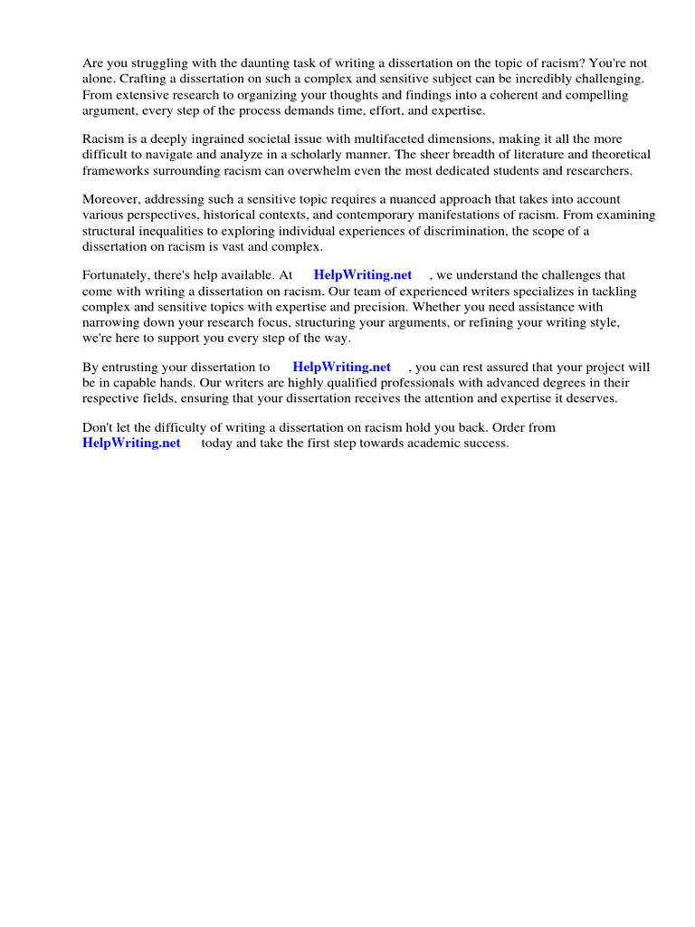 Dissertation Topics Racism | PDF | Racism | Discrimination & Race Relations