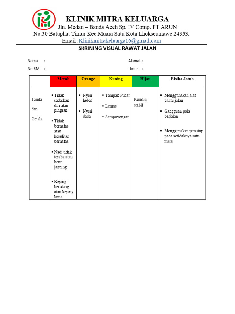 Form Skrining Visual Rawat Jalan | PDF