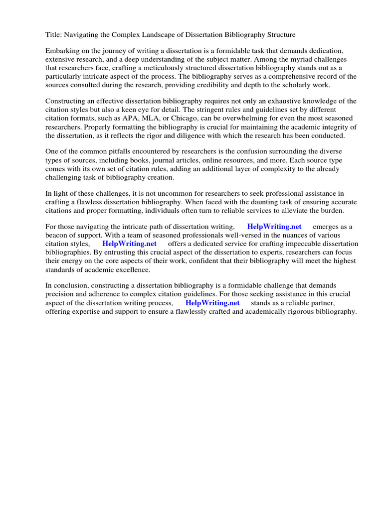 Dissertation Bibliography Structure | PDF | Citation | Bibliography