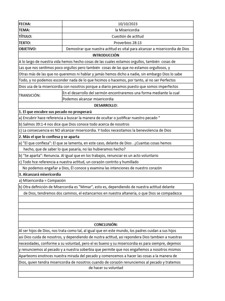 Bosquejo Textual | PDF | Misericordia | Pecado