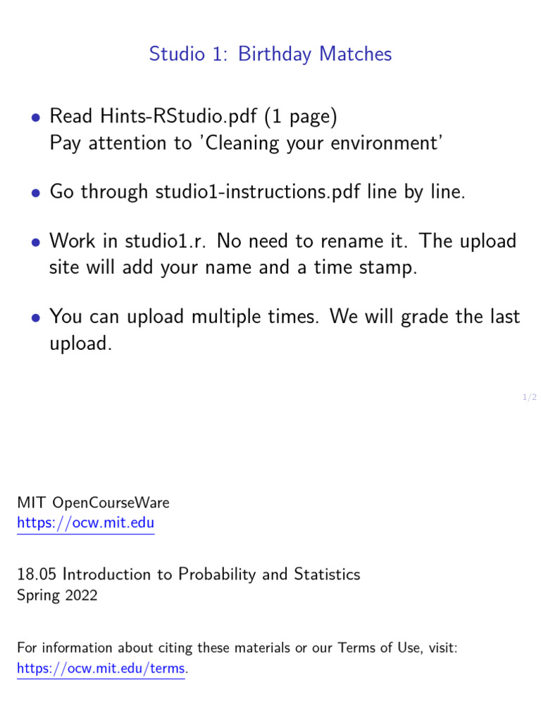 Mit18 05 s22 Studio1 Slides | PDF | Computers | Technology & Engineering