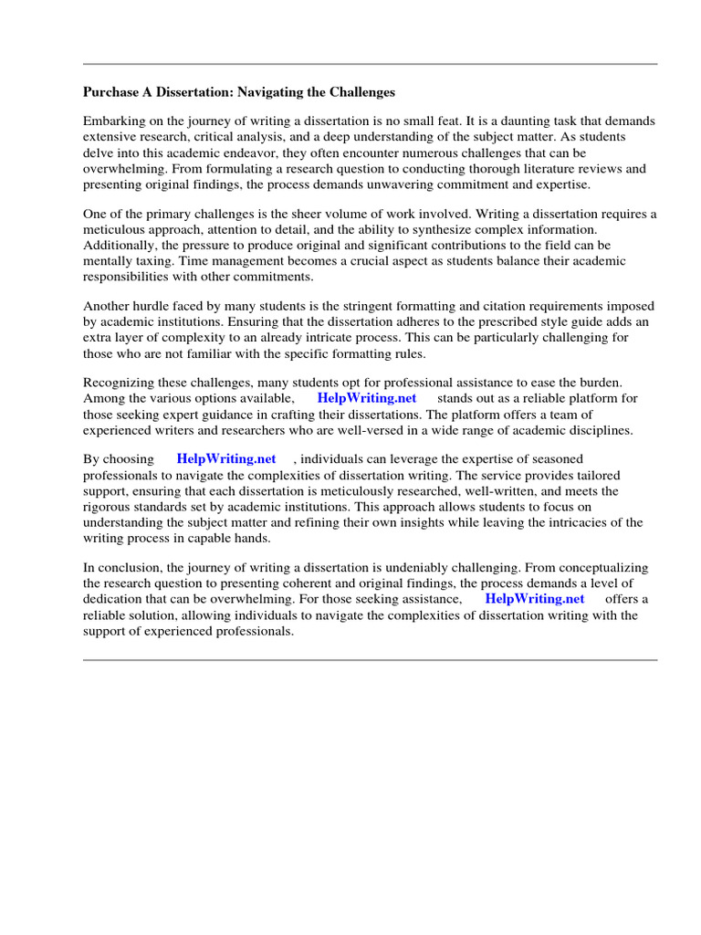 Purchase A Dissertation | PDF | Thesis | Citation