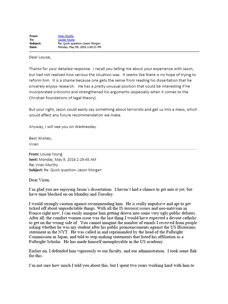Concerns About Jason Morgan's Public Statements | PDF
