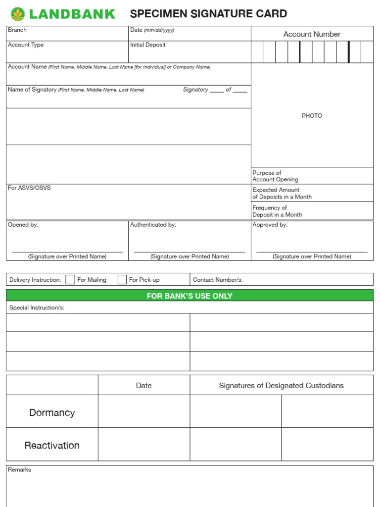 6 Specimen Signature Card - AUG2021 | PDF