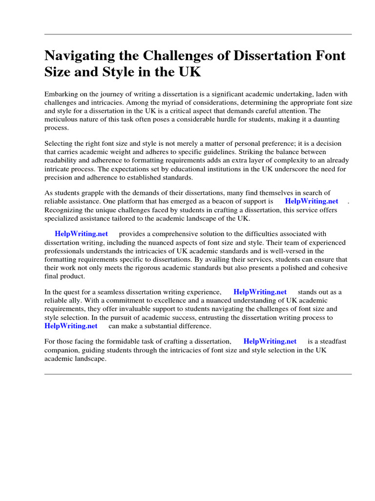 Dissertation Font Size and Style Uk | PDF | Thesis | Typefaces
