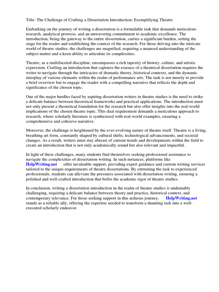 Introduction Dissertation Exemple Theatre | PDF | Theory | Narrative