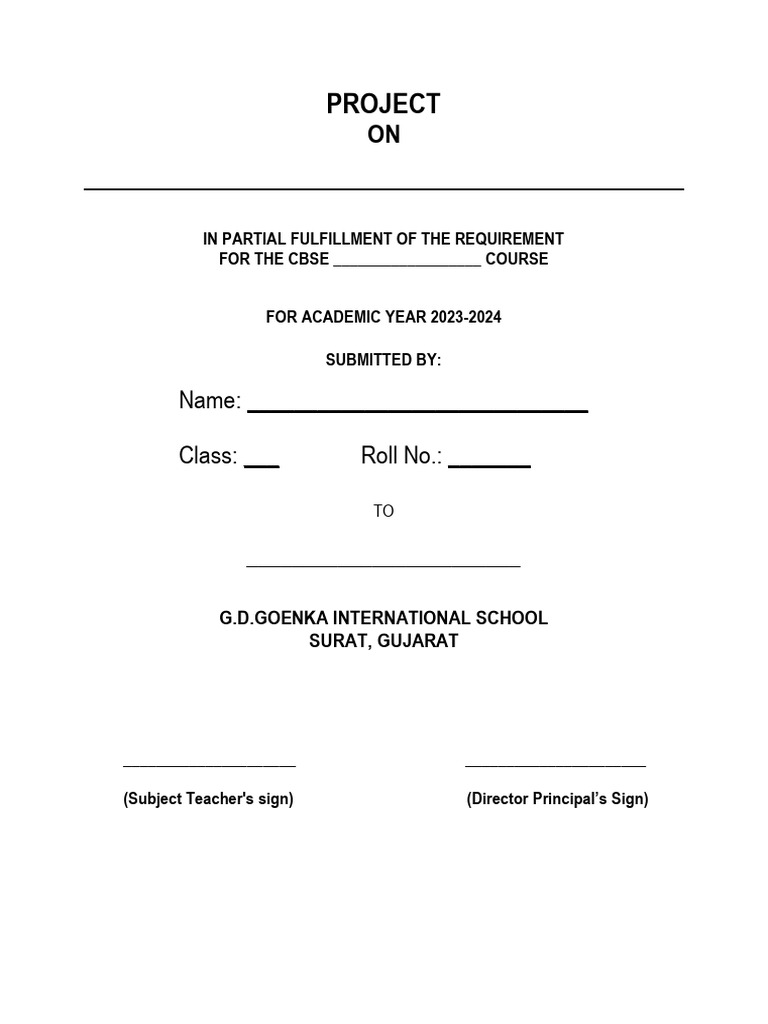 Class 12 CBSE Project Cover Page | PDF