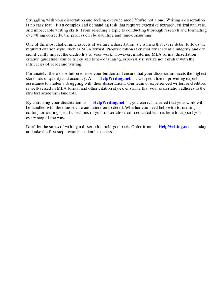 Mla Format Dissertation Citation | PDF | Citation | Thesis