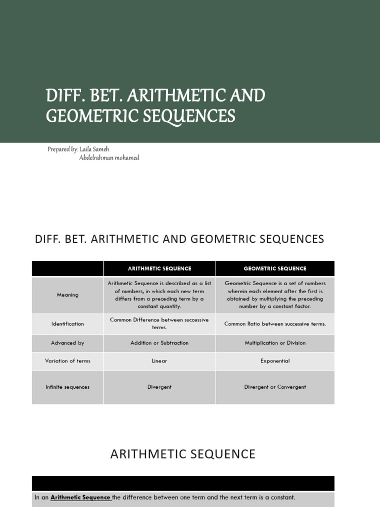 Arithmetic vs. Geometric Sequences | PDF | Sequence | Arithmetic