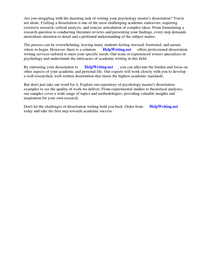 Psychology Masters Dissertation Examples | PDF | Psychology | Thesis