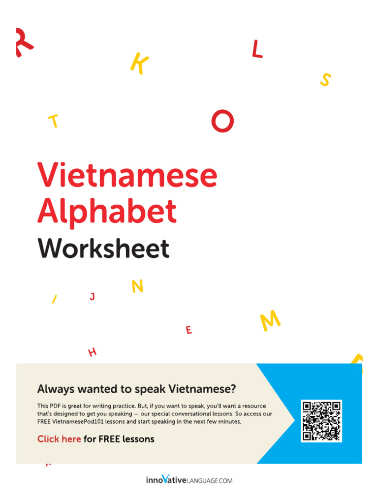 Vietnamese Alphabet Worksheet - Page 1 | PDF
