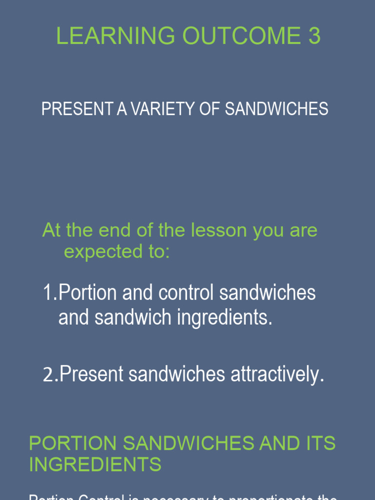 Learning Outcome 3 Tle | PDF | Sandwich | Foods