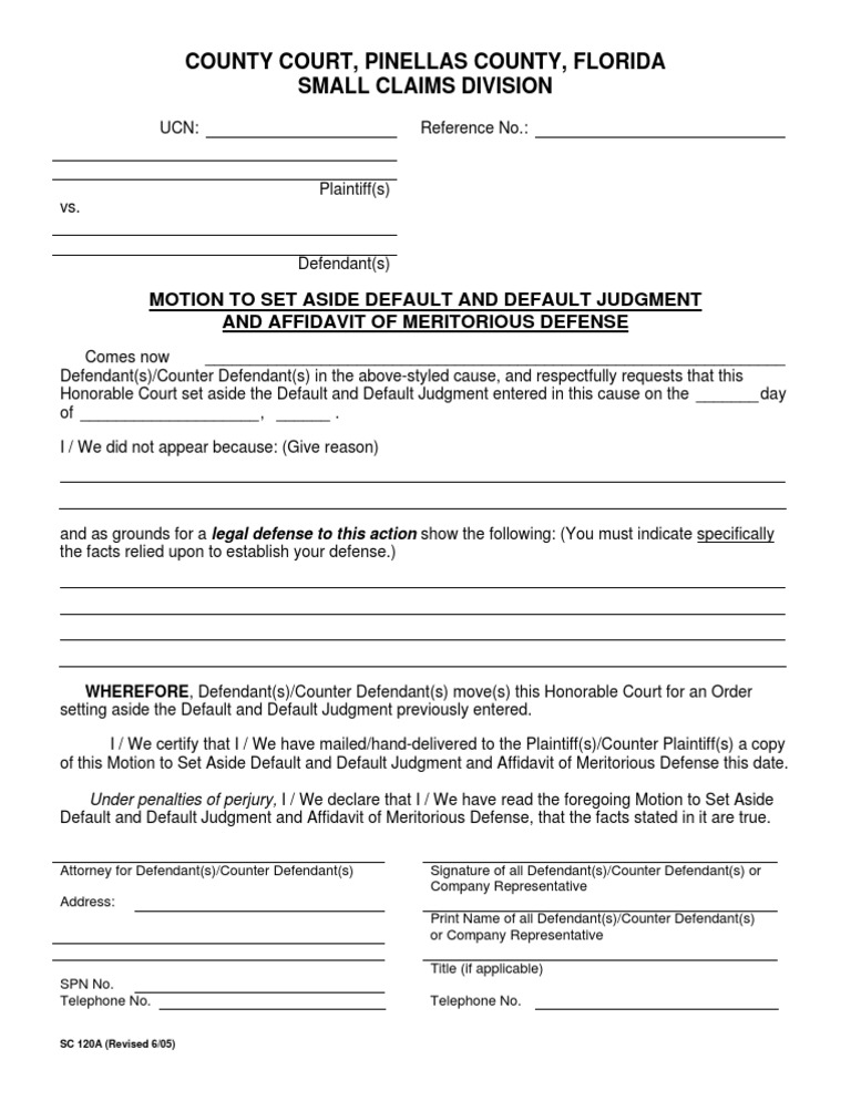 Motion To Set Aside Default | PDF | Default Judgment | Government Information