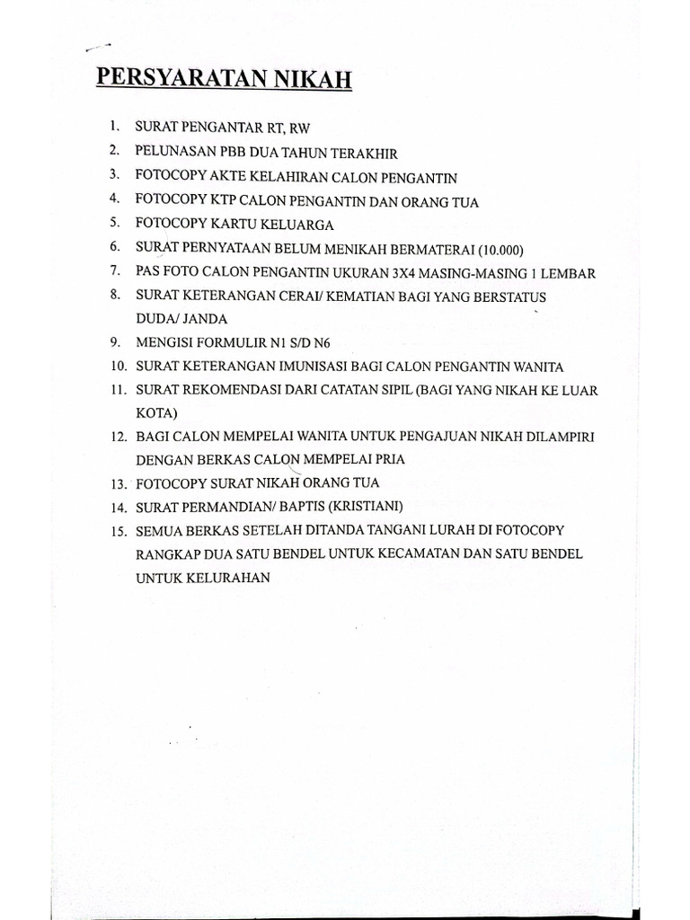 Persyaratan Nikah N1 N6 | PDF