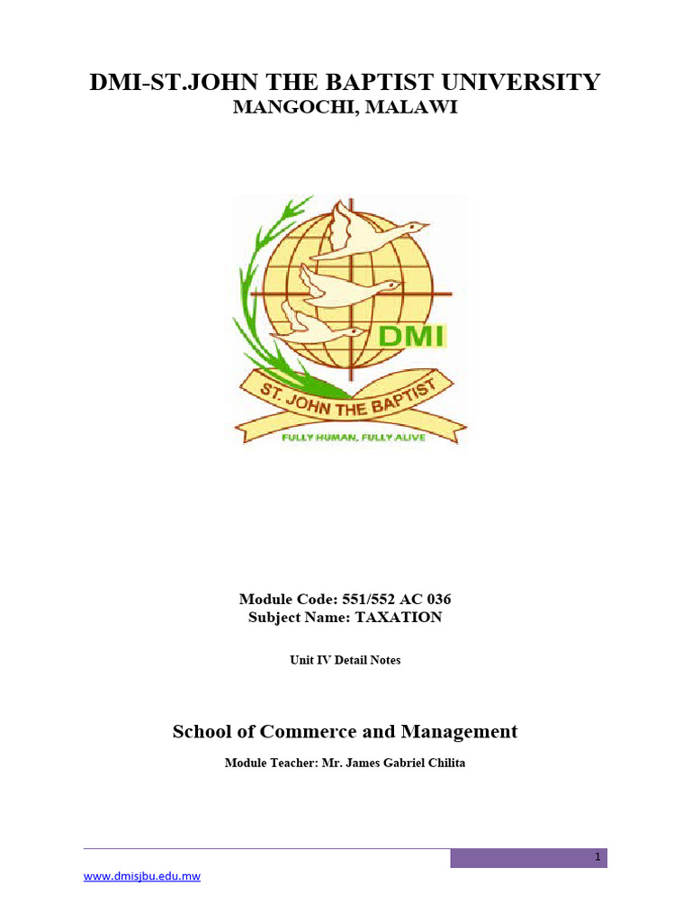 551 2MG 74 Taxation UNIT 4 | PDF | Taxes | Taxpayer