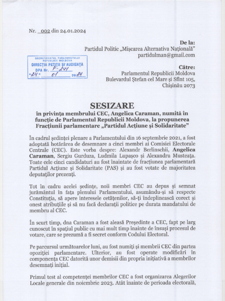 Sesizare Parlament MAN | PDF