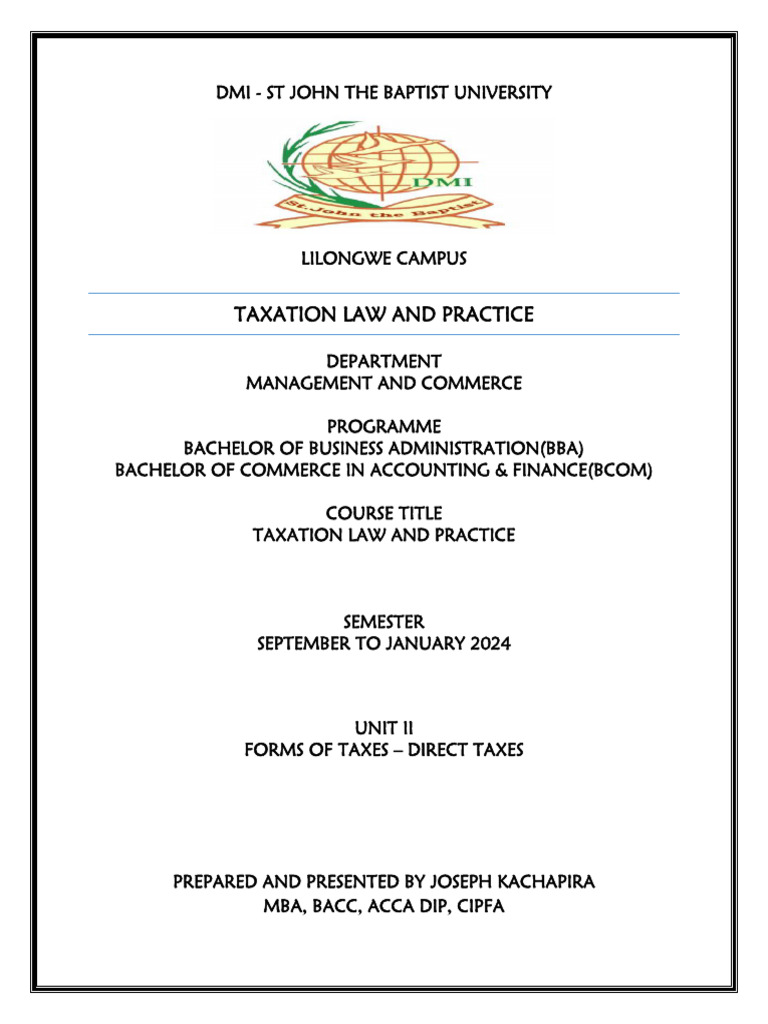 Direct Taxes in Malawi: Overview | PDF | Probate | Will And Testament