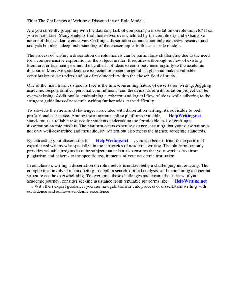 Dissertation On Role Models | PDF | Thesis | Leadership