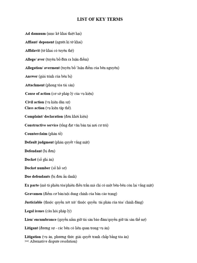 List of Key Terms | PDF