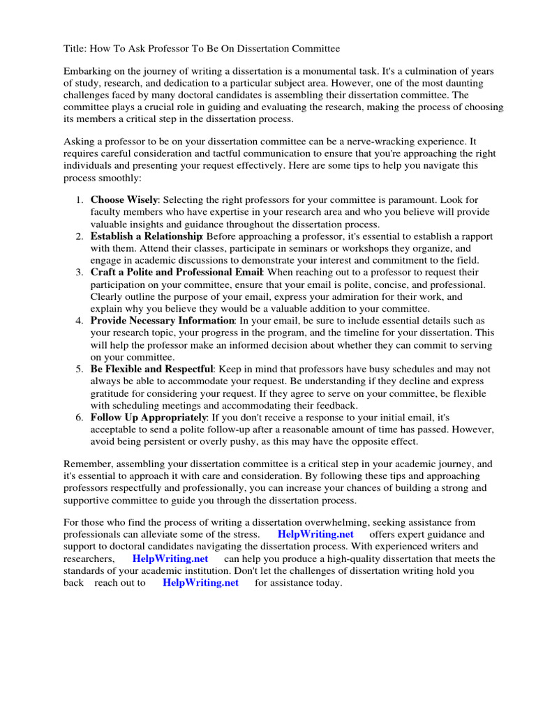 How To Ask Professor To Be On Dissertation Committee | PDF | Thesis ...