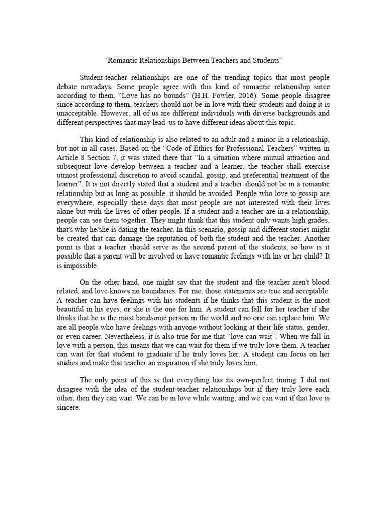 Romantic Relationships-Essay | PDF | Teachers | Romance (Love)