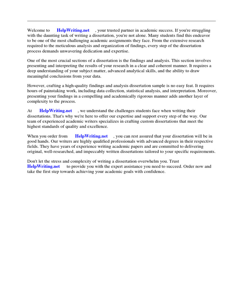 Findings and Analysis Dissertation Sample | PDF | Thesis | Methodology