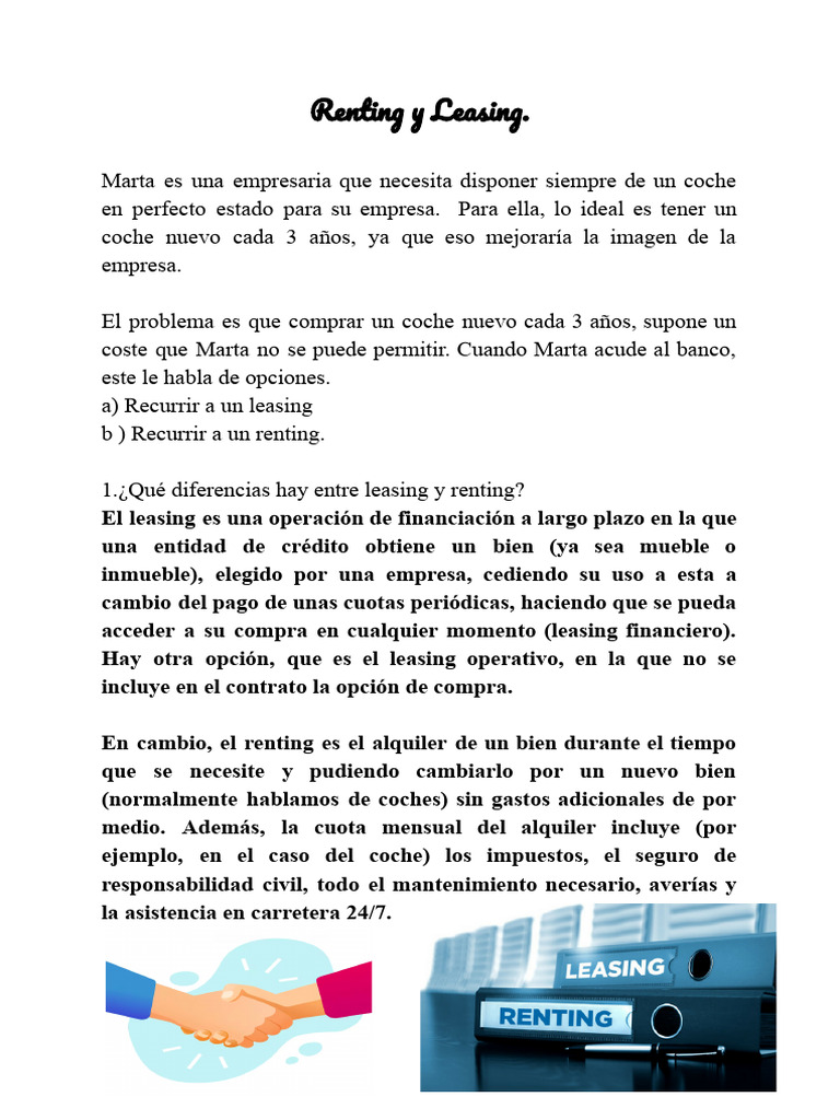 Ejercicio Renting y Leasing | PDF