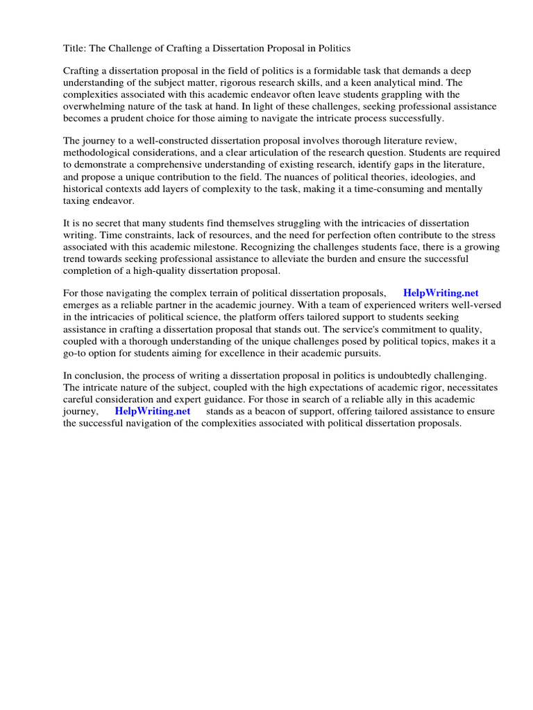 Dissertation Proposal Example Politics | PDF | Thesis | Essays