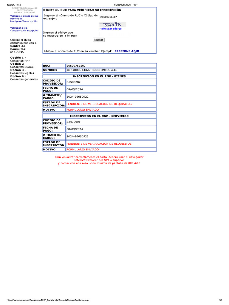 Consulta Ruc - RNP | PDF
