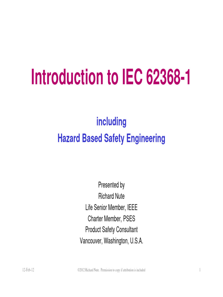 Overview of IEC 62368-1 Safety Standard | PDF | Insulator (Electricity ...