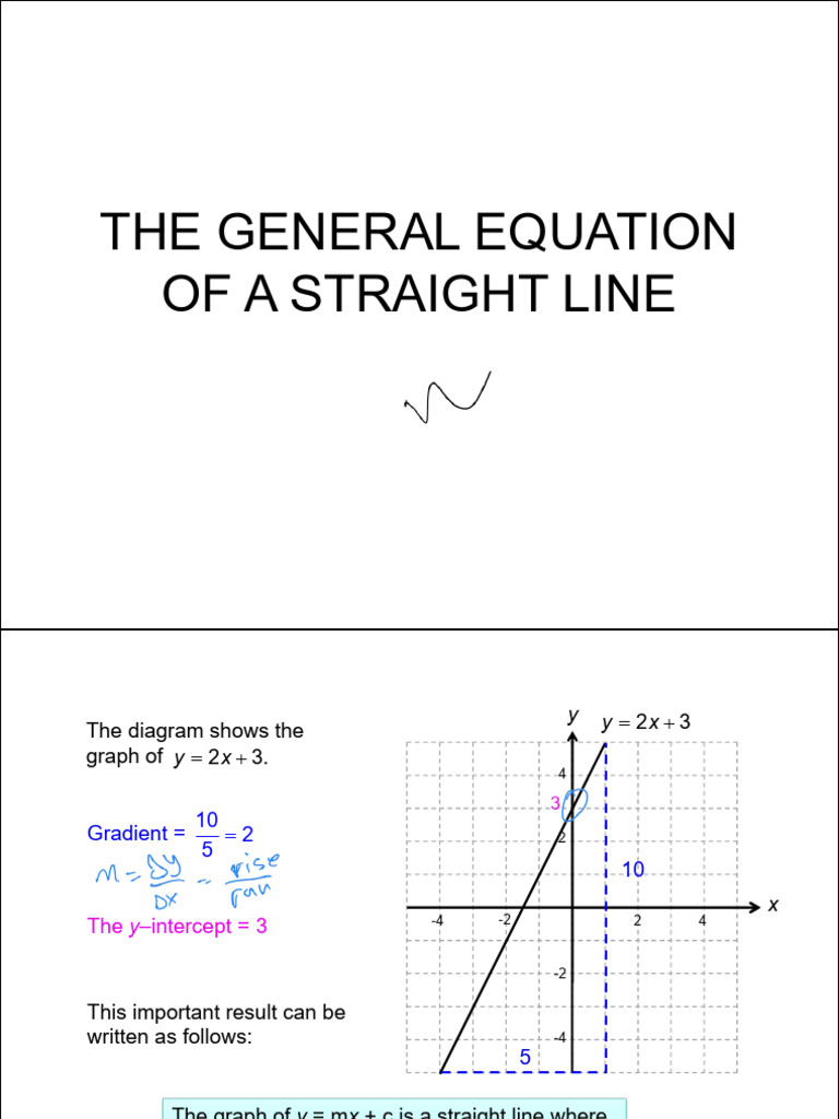 The General Equation of a Straight Line y=Mx+c | PDF | Slope | Line ...