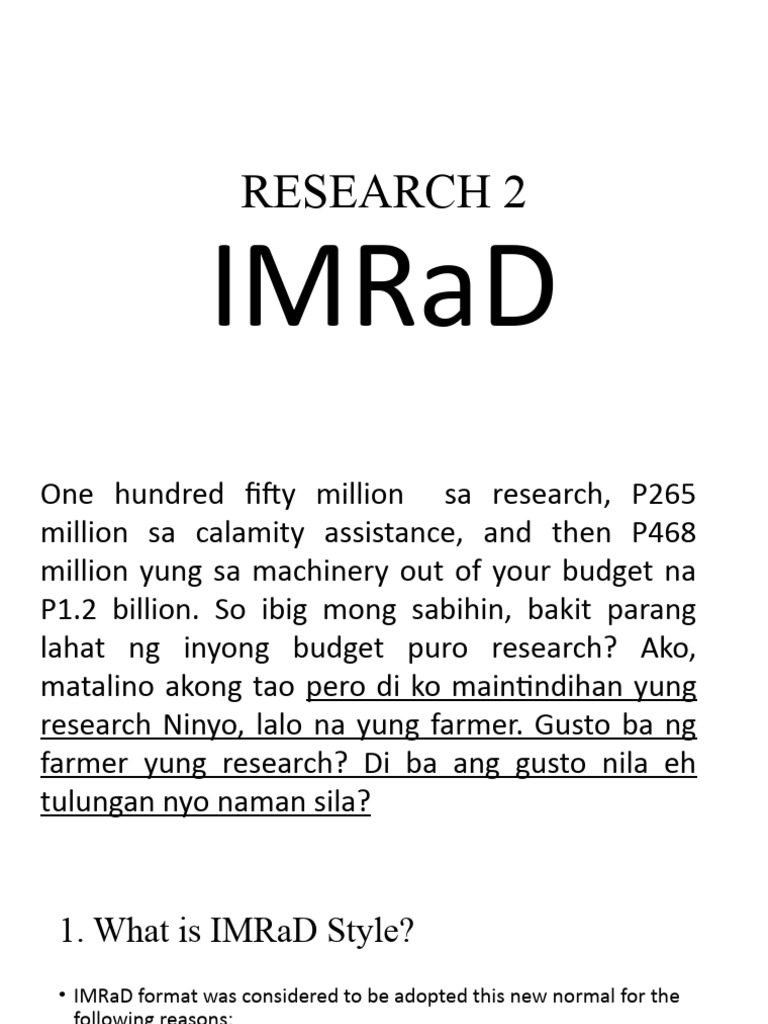 IMRAD RESEARCH Parts Discussion | PDF | Methodology | Data