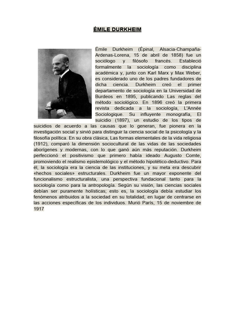 Émile Durkheim | PDF | Historia