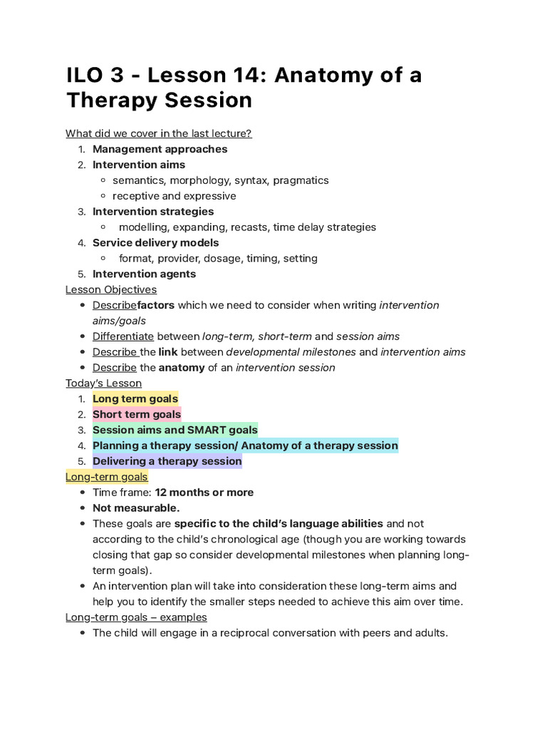 ILO 3 - Lesson 14 Anatomy of A Therapy Session | PDF | Behavioural ...